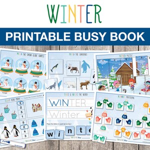 Printable Winter Busy Book, Preschool Busy Book, Quiet Workbook, Winter ...
