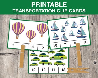 Printable Construction Clip Cards, Trucks, Montessori Counting Cards ...