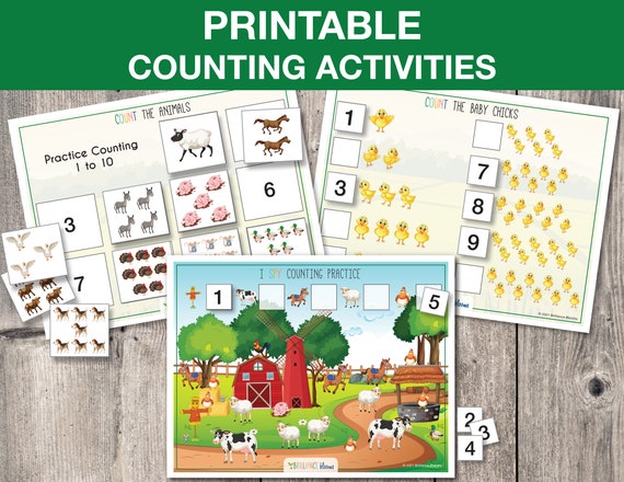 Printable Counting Activities Farm Activity Learn to Count | Etsy
