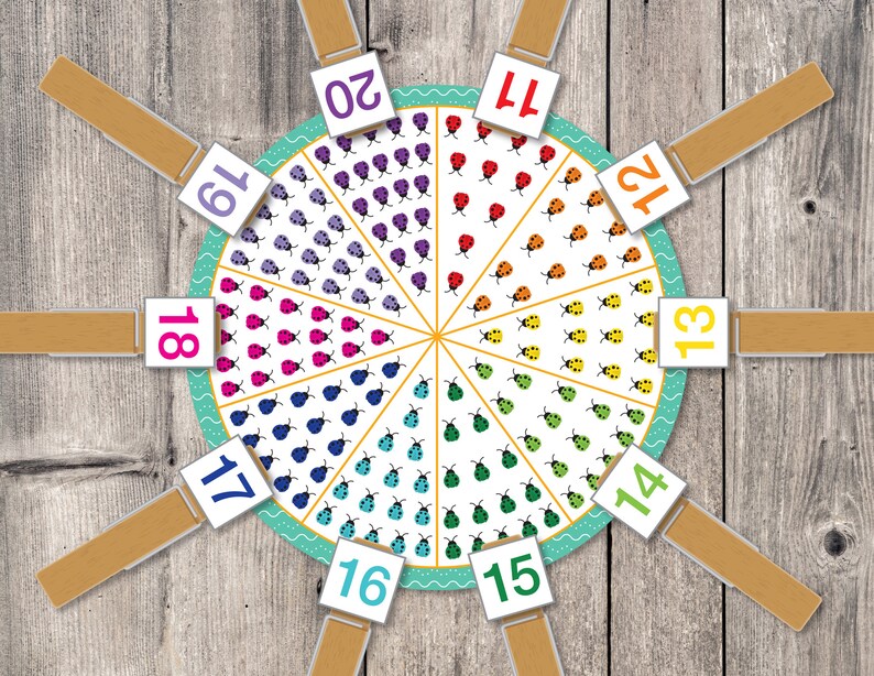 Printable Number 11-20 Matching, Count to 20, Math Wheel, Preschool ...