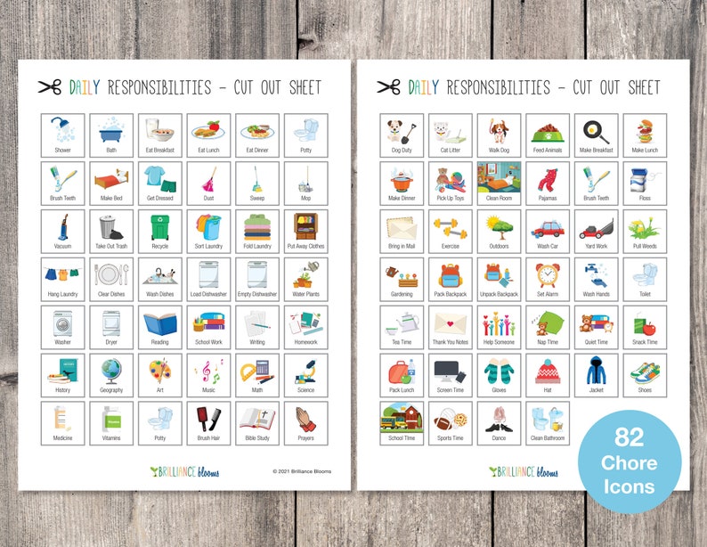 Printable Daily Responsibilities, Kids Routine, Chore Chart, Daily ...