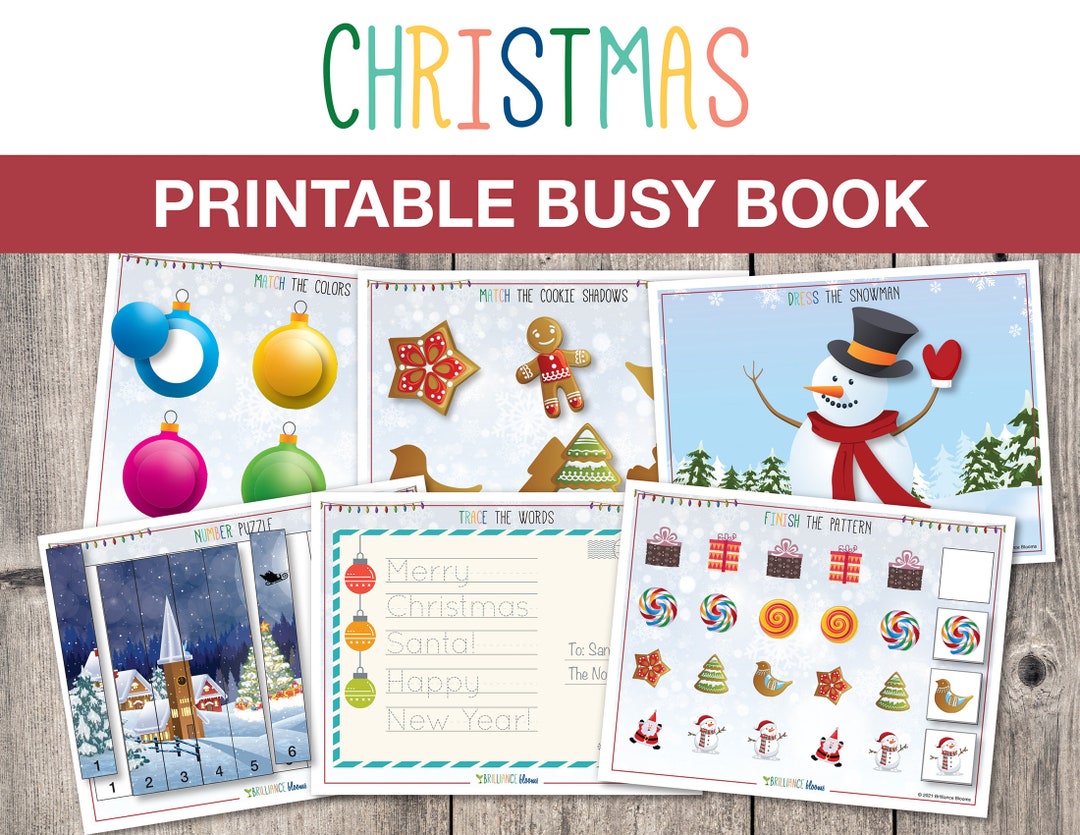 Printable Christmas Busy Book, Toddler Busy Book, Preschool Learning ...