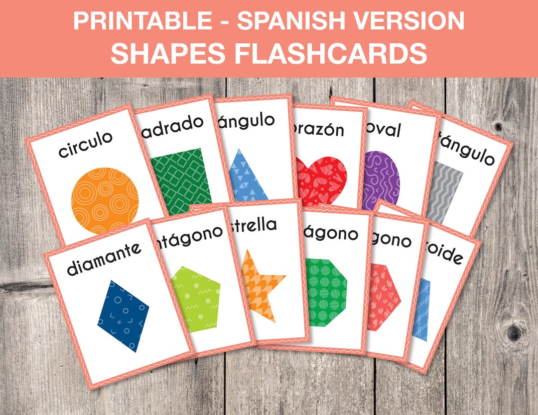 Spanish Printable Shapes Flashcards, Shapes Flashcards, Preschool ...