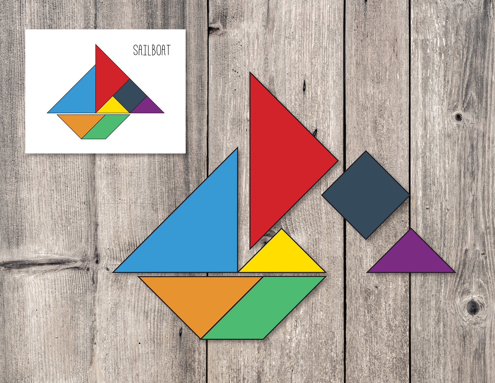 Tangram Puzzles Printable Game, Kids Printable Puzzle, Montessori Cards ...