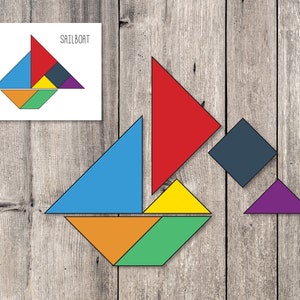 Tangram Puzzles Printable Game, Kids Printable Puzzle, Montessori Cards ...