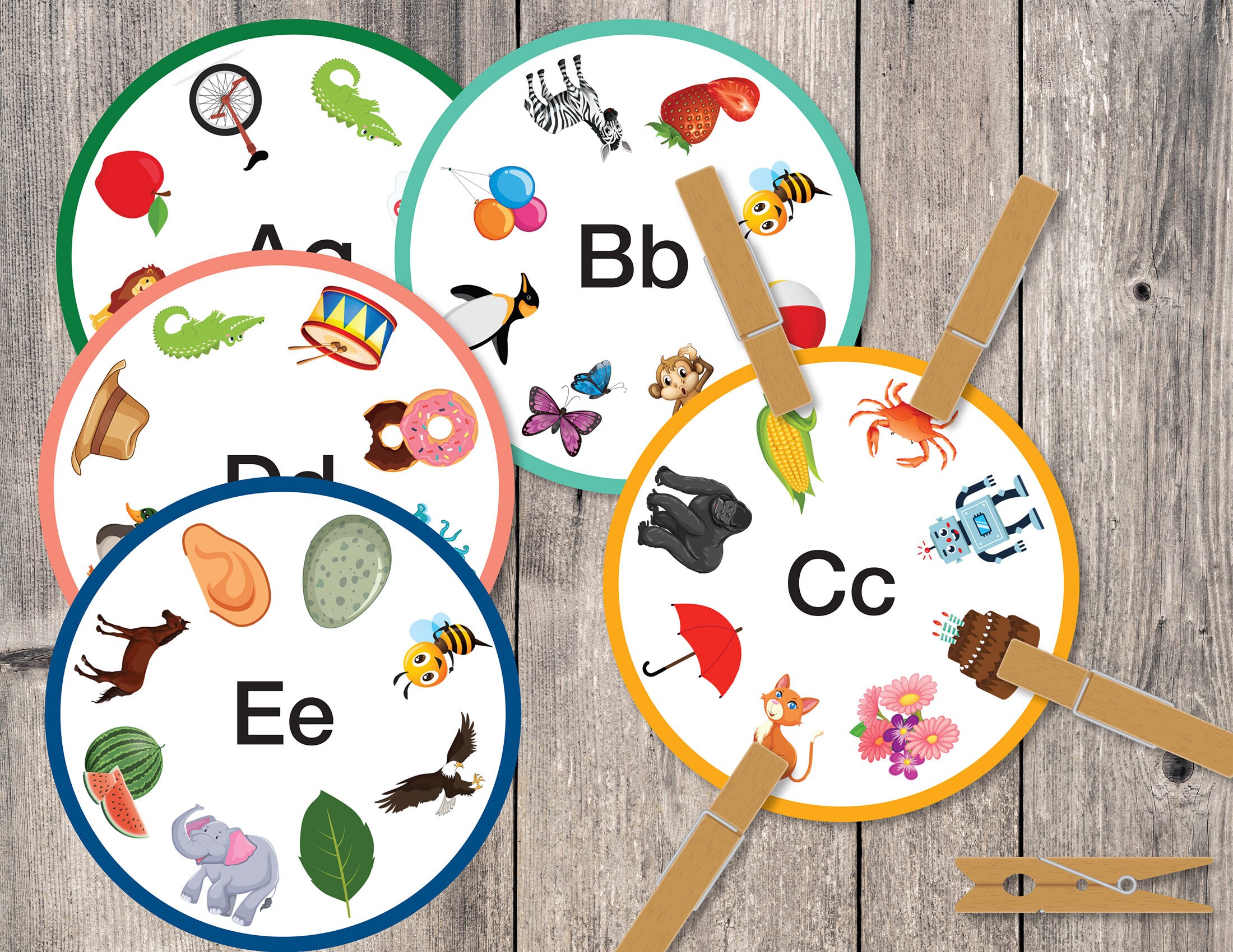 Printable Alphabet Circle Clip Cards, Montessori Alphabet Cards ...