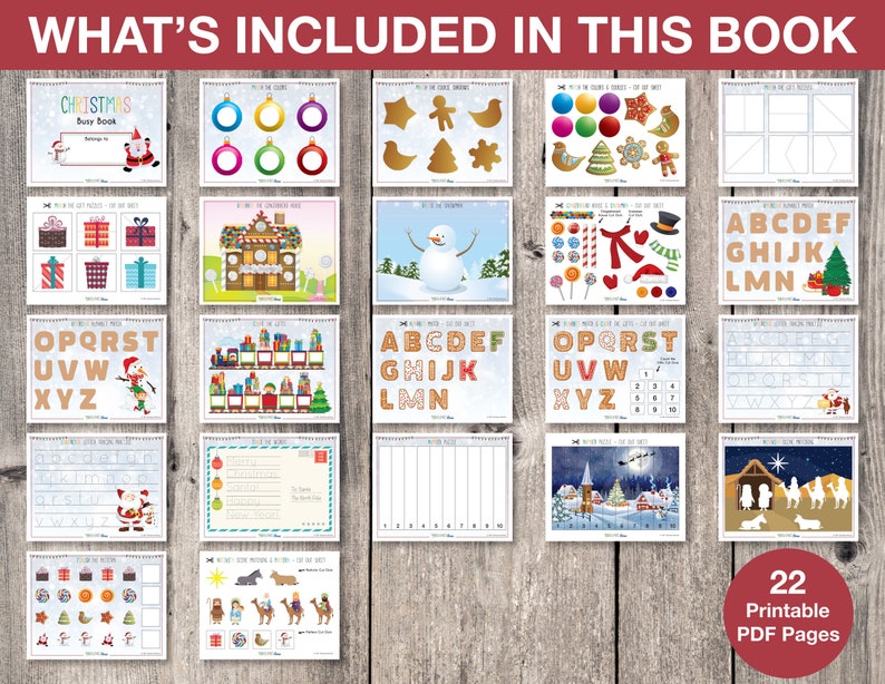 Printable Christmas Busy Book, Toddler Busy Book, Preschool Learning ...
