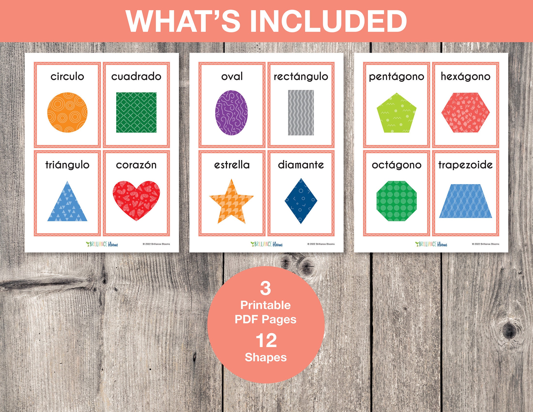 Spanish Printable Shapes Flashcards, Shapes Flashcards, Preschool ...