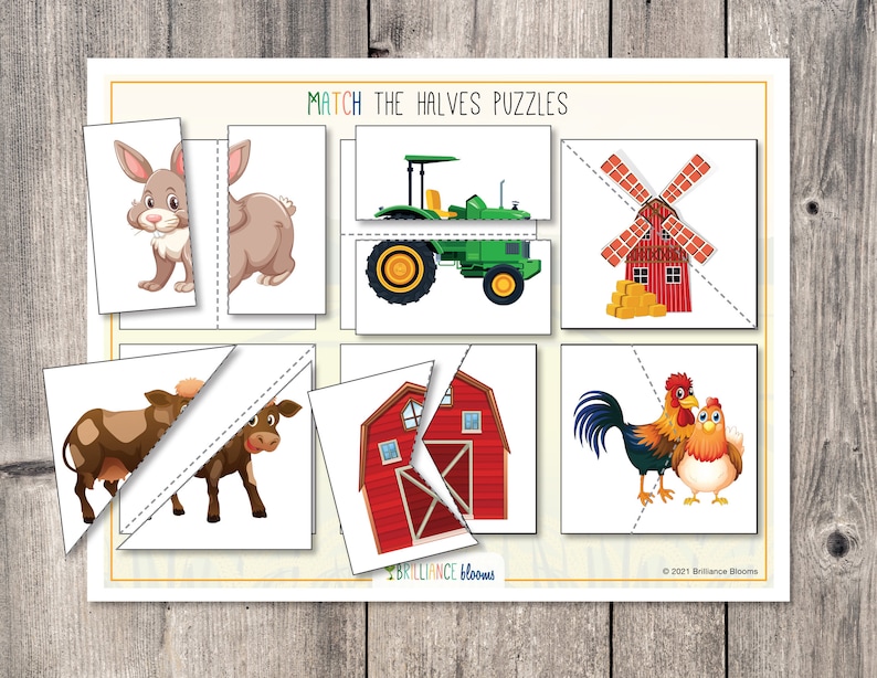 Printable Matching Activities Farm Matching Activity Puzzle | Etsy