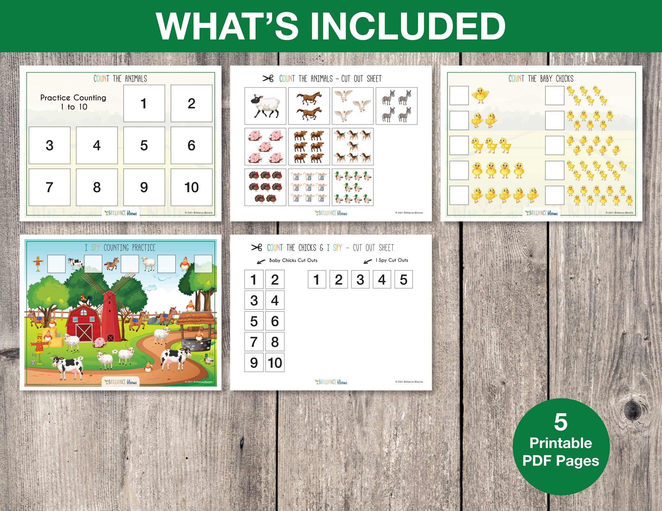 Printable Counting Activities, Farm Activity, Learn to Count, Preschool ...
