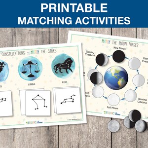 Printable Match the Stars, Moon Phase, Matching Activities, Solar ...