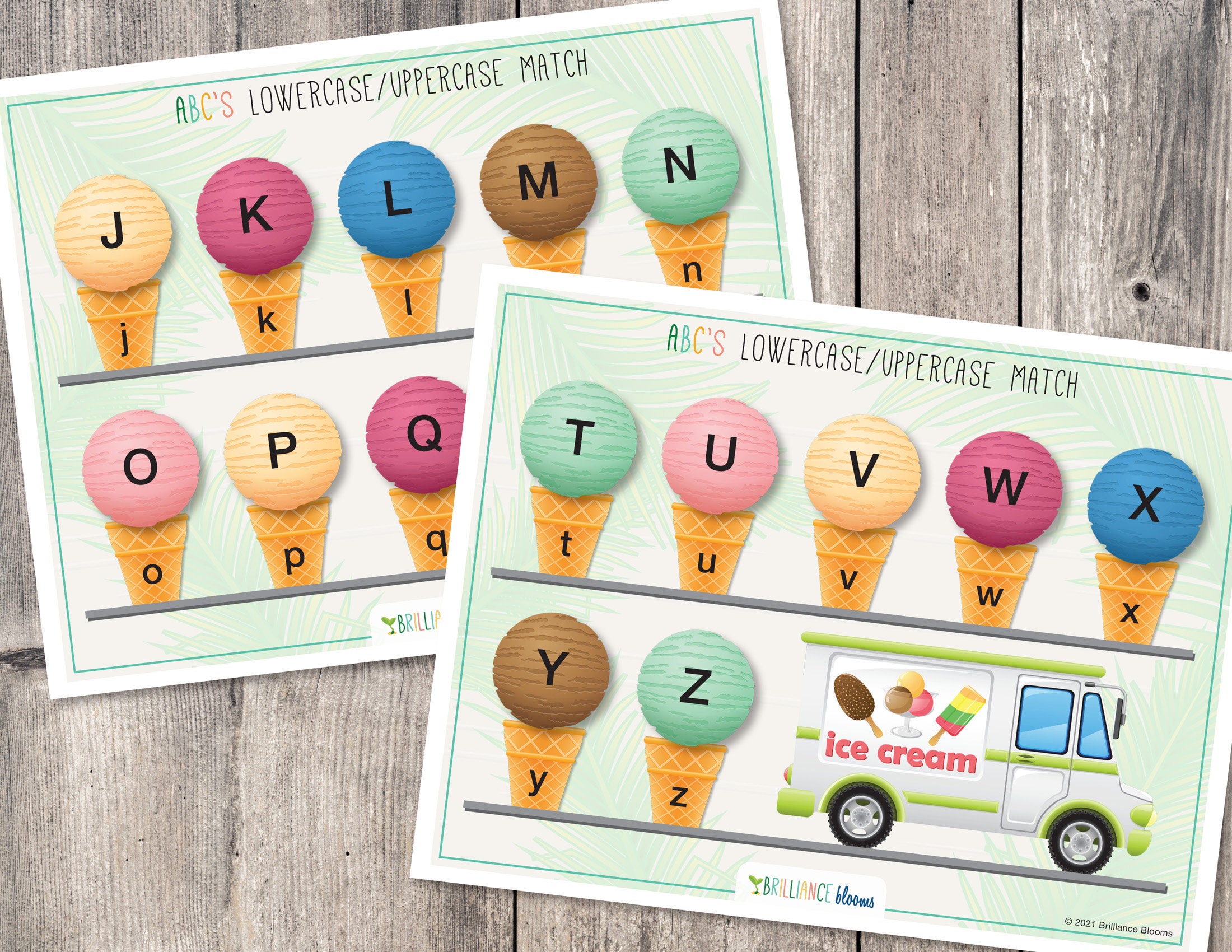 Printable Alphabet Matching, Ice Cream Alphabet Activity, Preschool ...