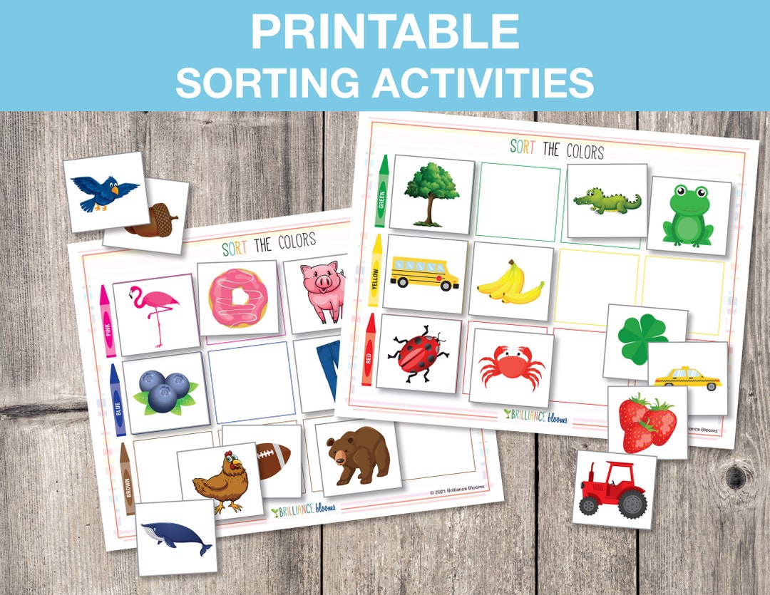 Printable Sorting Activities, Color Sorting, Color Matching, Preschool ...