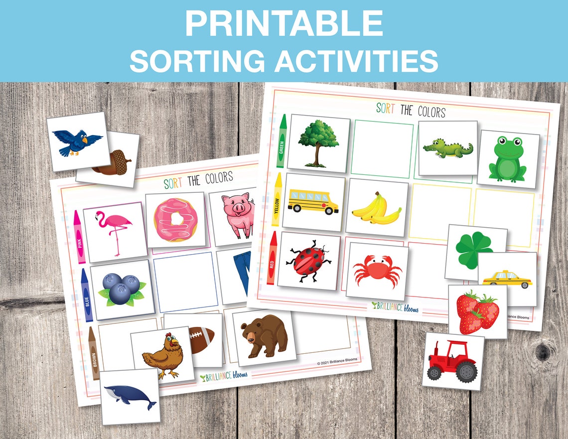 Printable Sorting Activities, Color Sorting, Color Matching, Preschool ...