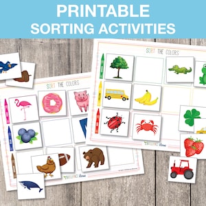 Printable Sorting Activities, Color Sorting, Color Matching, Preschool ...
