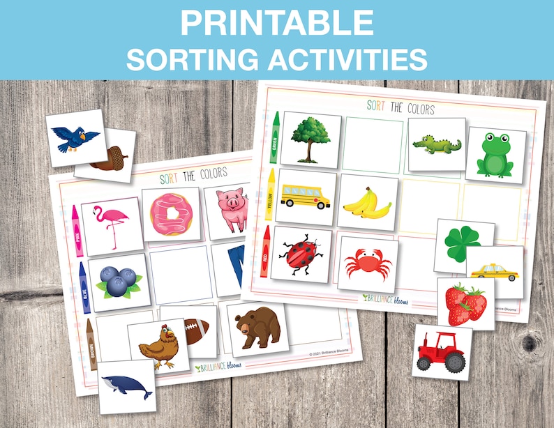 Printable Sorting Activities, Color Sorting, Color Matching, Preschool ...
