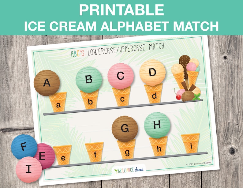 Printable Alphabet Matching Ice Cream Alphabet Activity - Etsy
