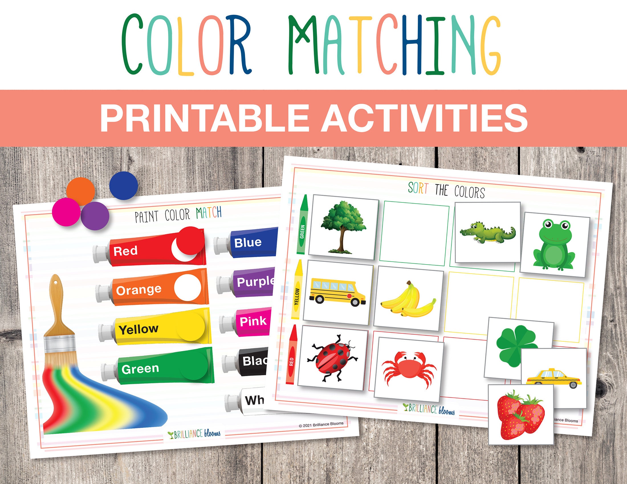Printable Color Matching Activity, Color Sorting Activity, Preschool ...