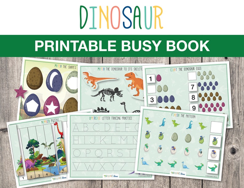 Printable Dinosaur Busy Book, Toddler Busy Book, Quiet Workbook ...