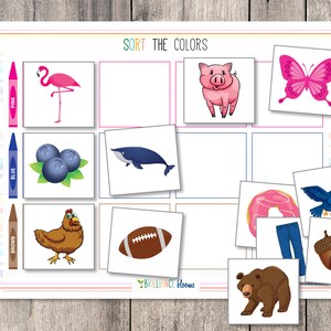 Printable Color Matching Activity, Color Sorting Activity, Preschool ...