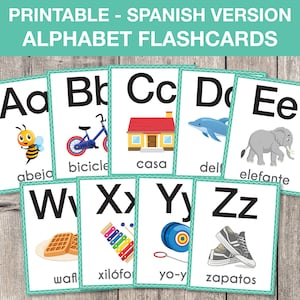 Spanish Printable Alphabet Flashcards, ABC Flashcards, Preschool ...