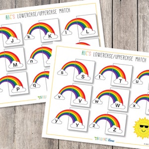 Printable Alphabet Matching, Rainbow Alphabet Activity, Preschool ...