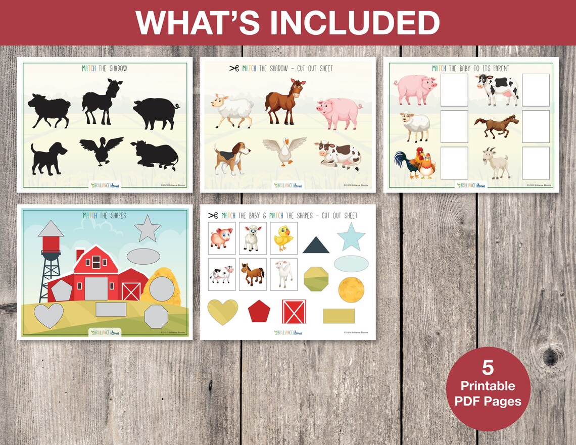 Printable Matching Activities, Farm Activity, Farm Animals Matching ...