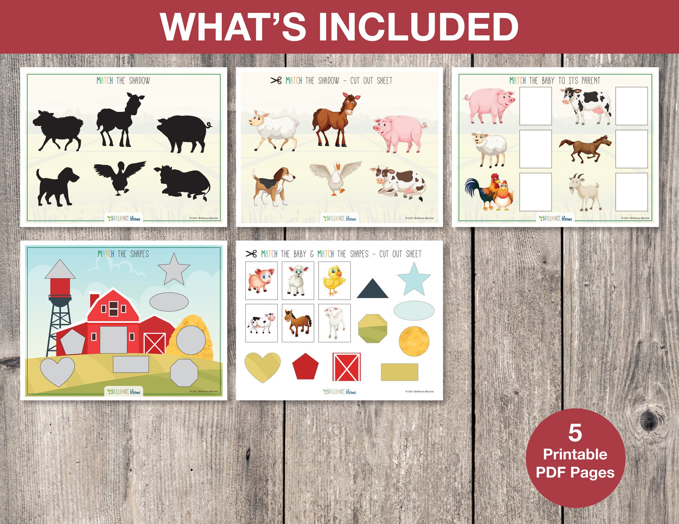 Printable Matching Activities, Farm Activity, Farm Animals Matching ...