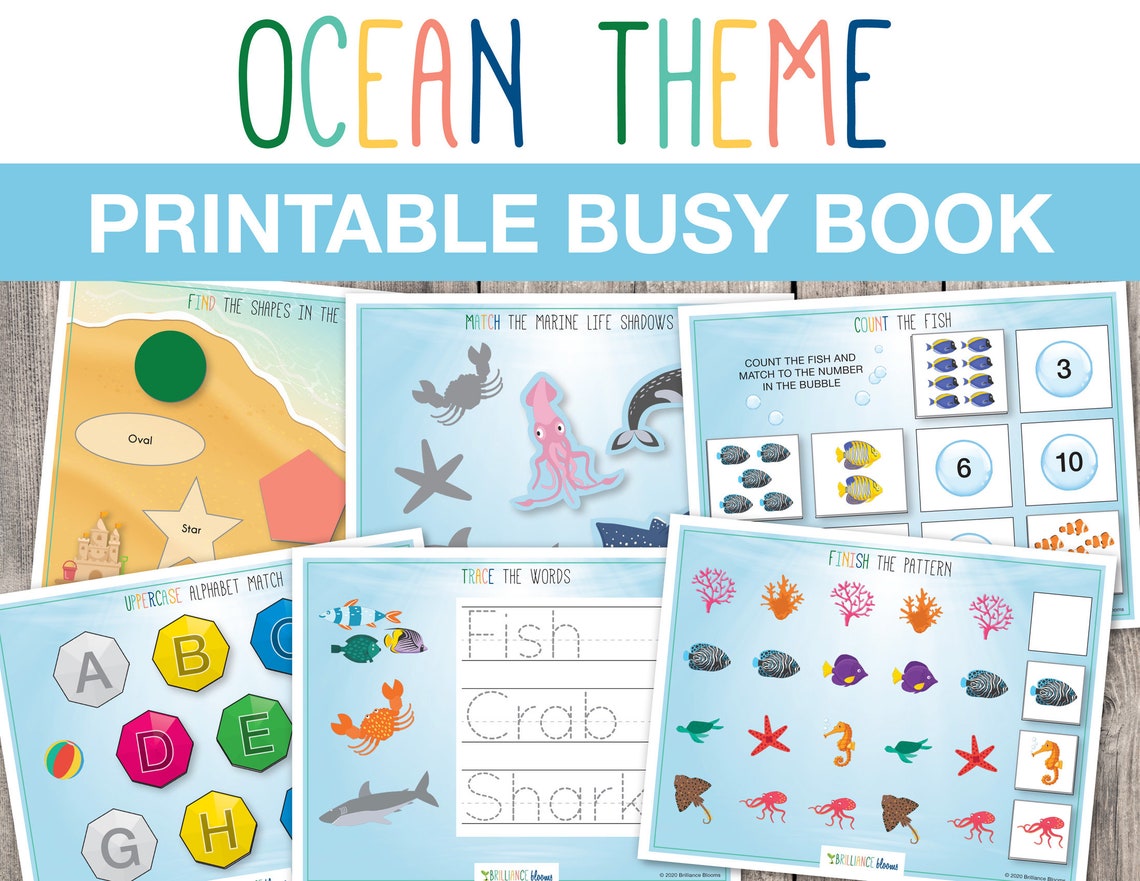 Printable Toddler Busy Book Ocean Busy Book Quiet Workbook - Etsy