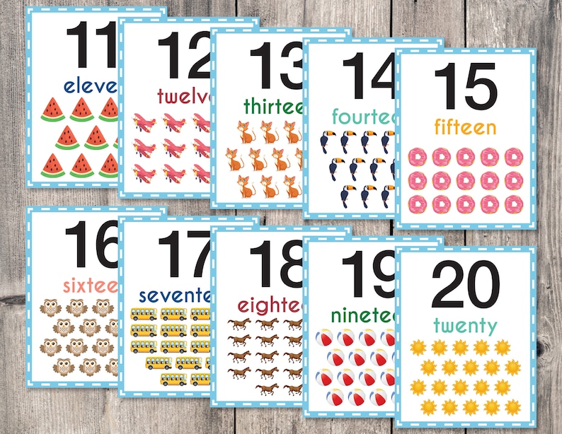 Printable Number Flashcards, Numbers 1-20, Preschool Activity, Number ...