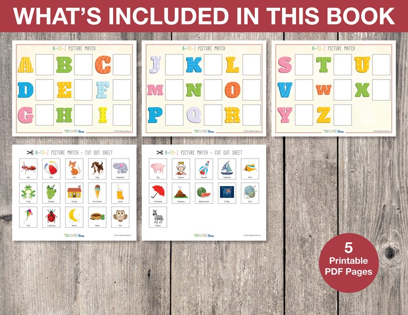 Printable Alphabet Matching A to Z Picture Match Preschool - Etsy