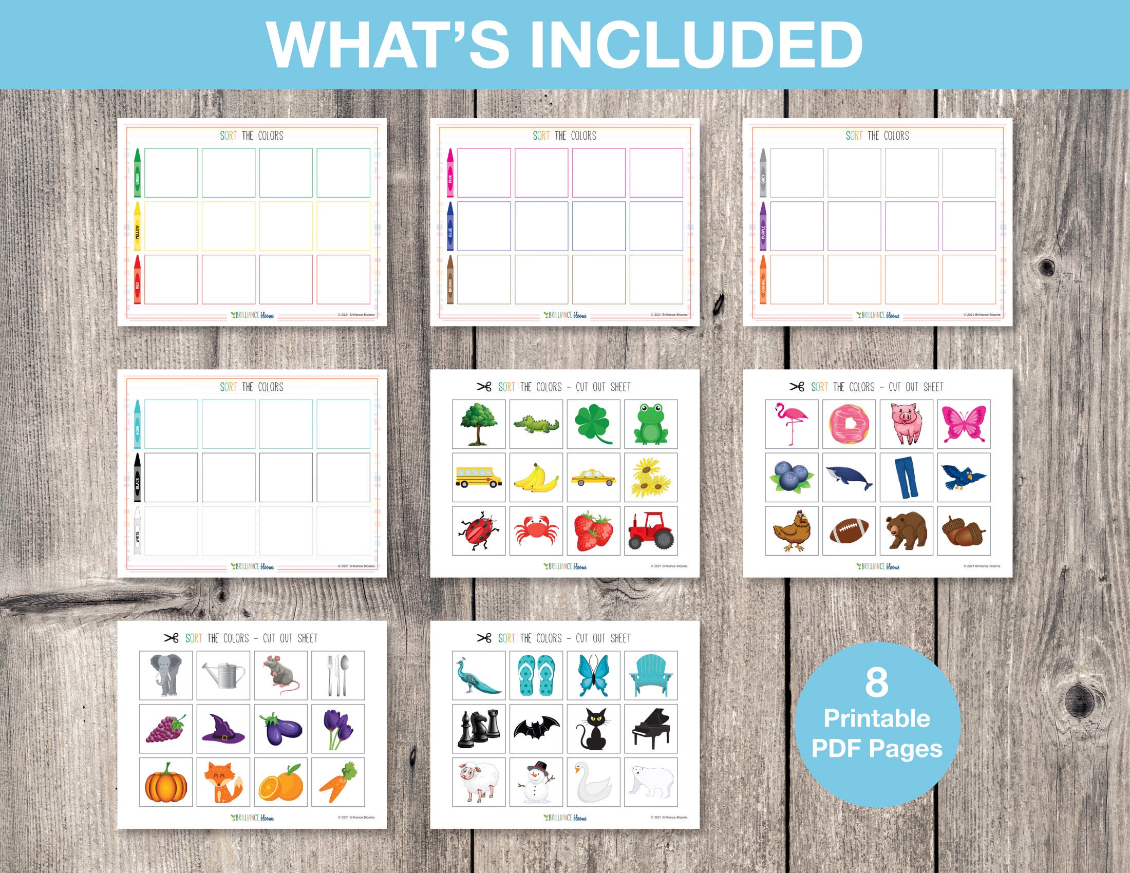 Printable Sorting Activities, Color Sorting, Color Matching, Preschool ...
