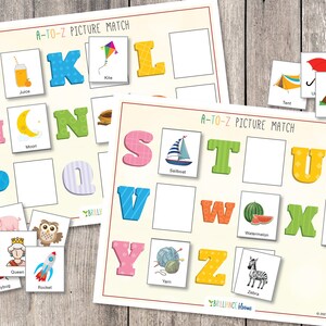 Printable Alphabet Matching, A to Z Picture Match, Preschool Alphabet ...