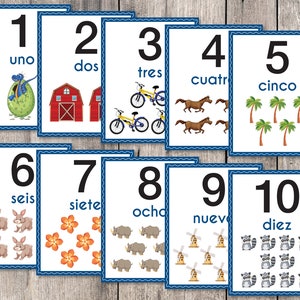 Spanish Printable Number Flashcards, Numbers 1-20, Preschool Activity ...
