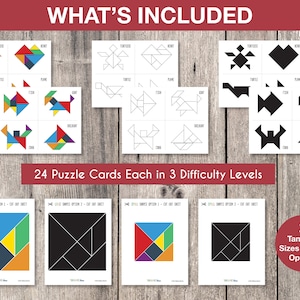 Tangram Puzzles Printable Game, Kids Printable Puzzle, Montessori Cards ...
