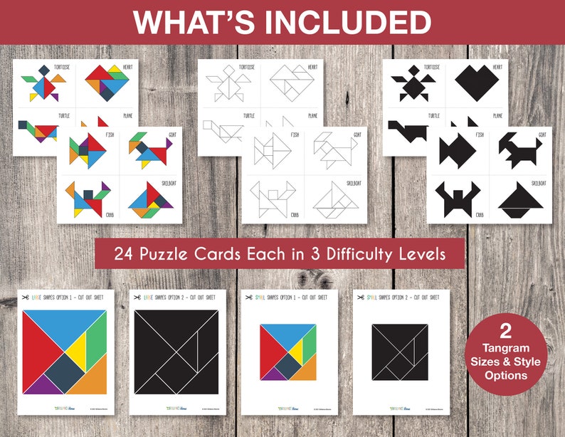 Tangram Puzzles Printable Game, Kids Printable Puzzle, Montessori Cards ...