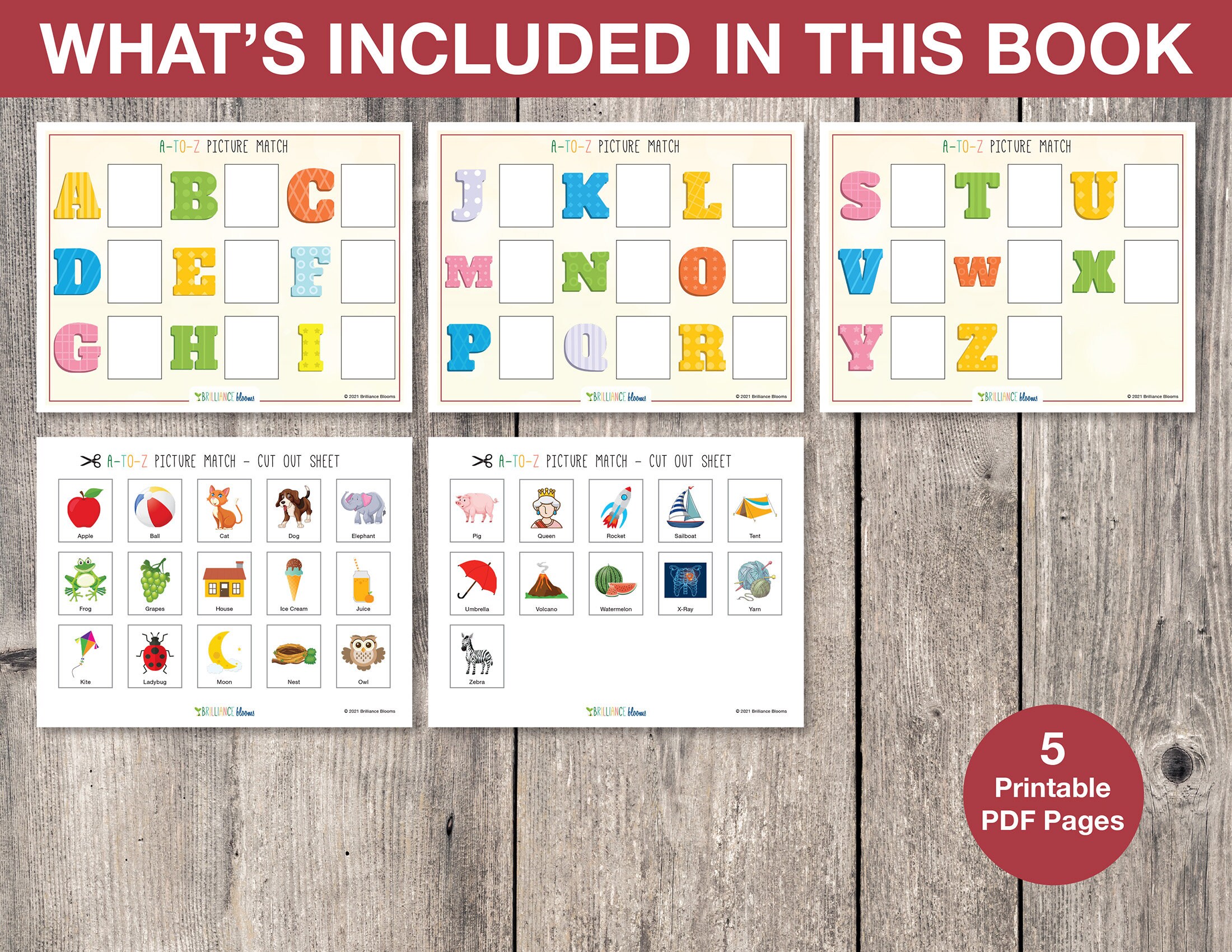 Printable Alphabet Matching, A to Z Picture Match, Preschool Alphabet ...