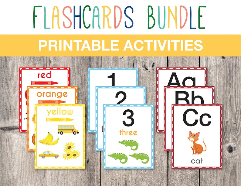Printable Flashcards Bundle, Alphabet, Color Flashcards, Number ...