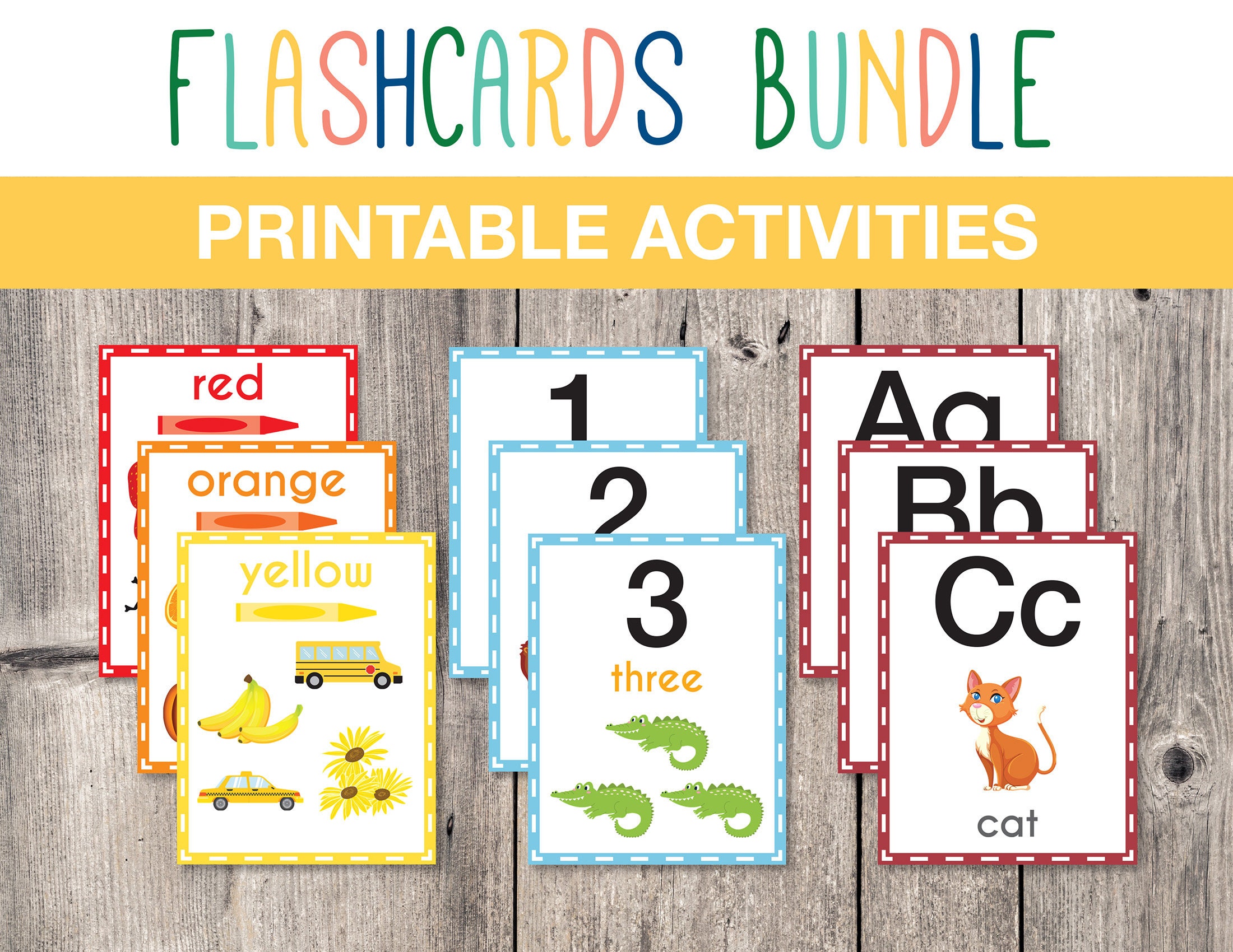 Printable Flashcards Bundle, Alphabet, Color Flashcards, Number ...