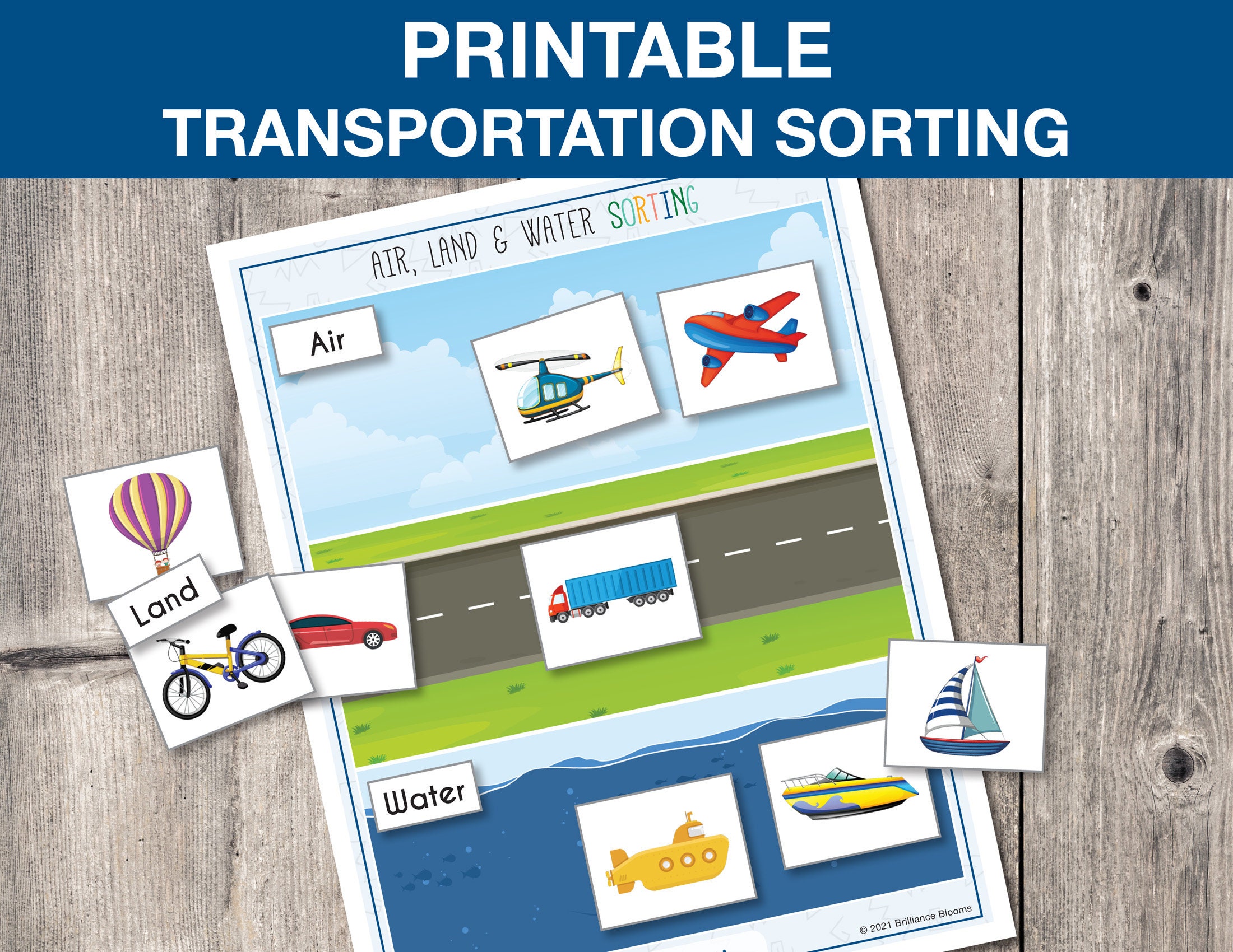 Printable Sorting Activities Air Land Water Sorting - Etsy