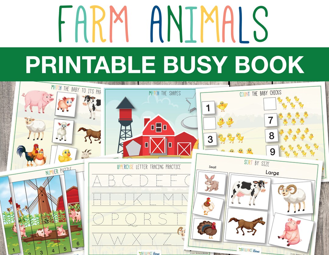 Printable Farm Animals Busy Book Toddler Busy Book Quiet - Etsy