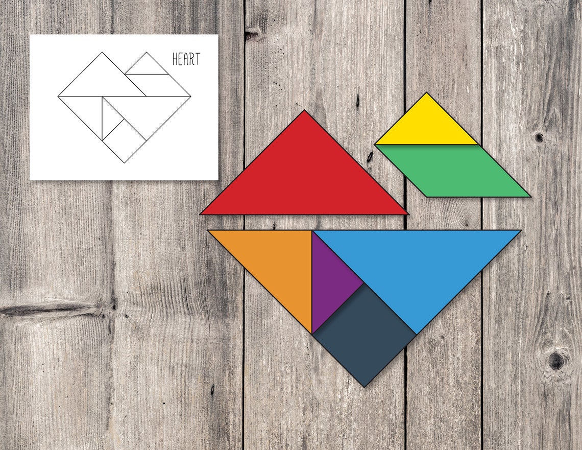 Tangram Puzzles Printable Game, Kids Printable Puzzle, Montessori Cards ...