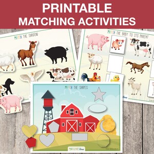 Printable Matching Activities Farm Activity Farm Animals - Etsy