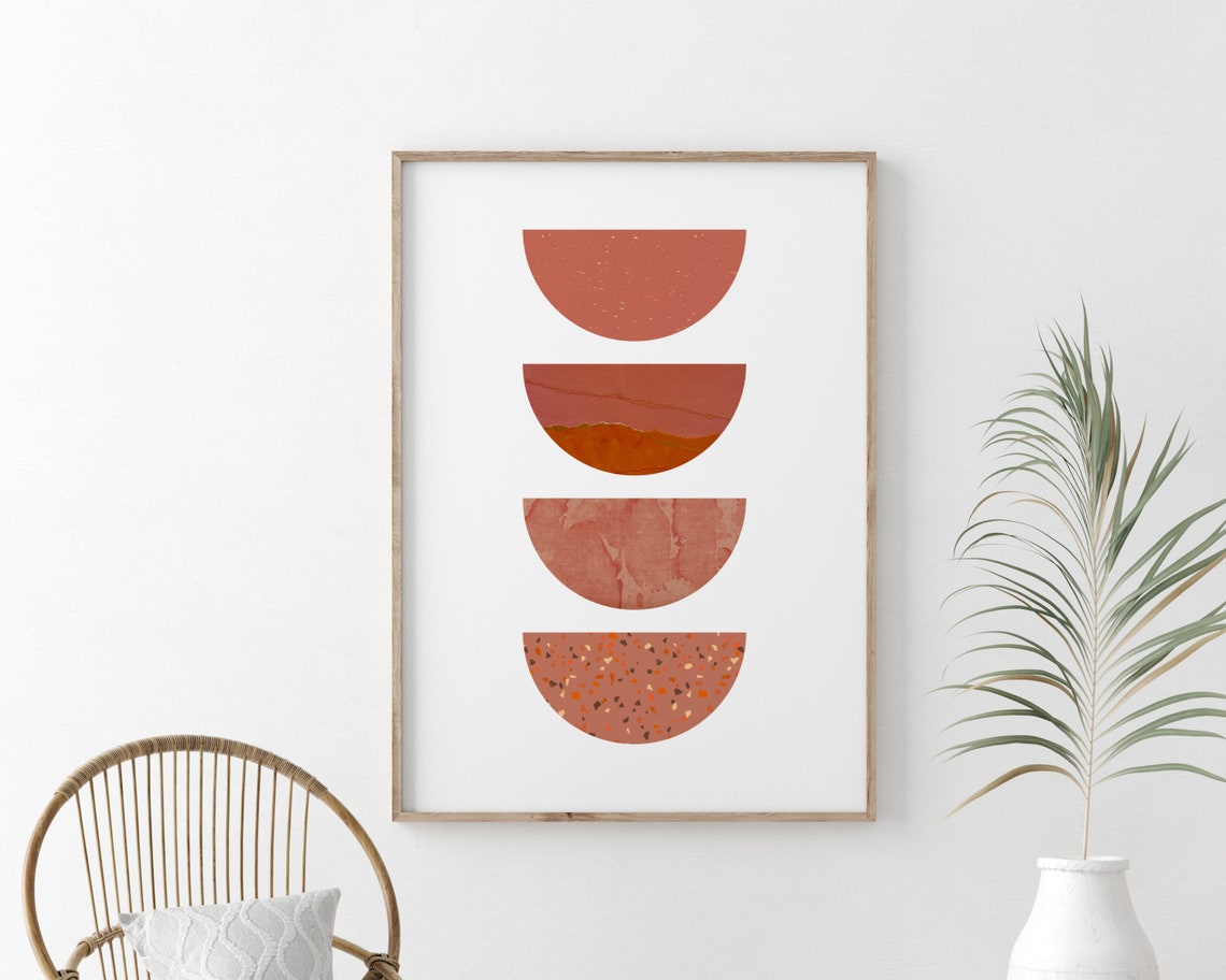 Brown Half Circles Geometric Printable Wall Art, Instant Download - Etsy