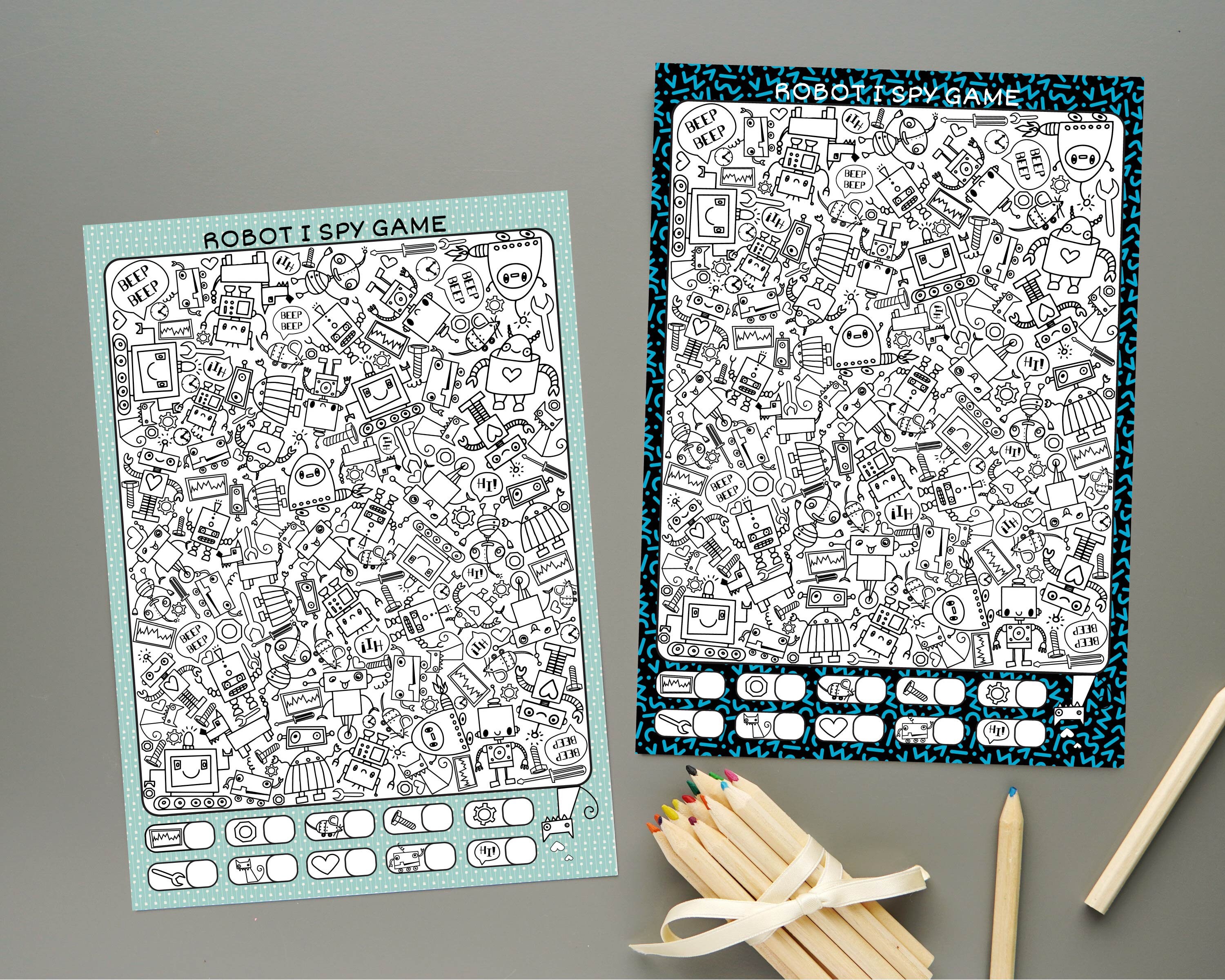 Robot I Spy Game and Colouring / Printable Page / Instant Download - Etsy