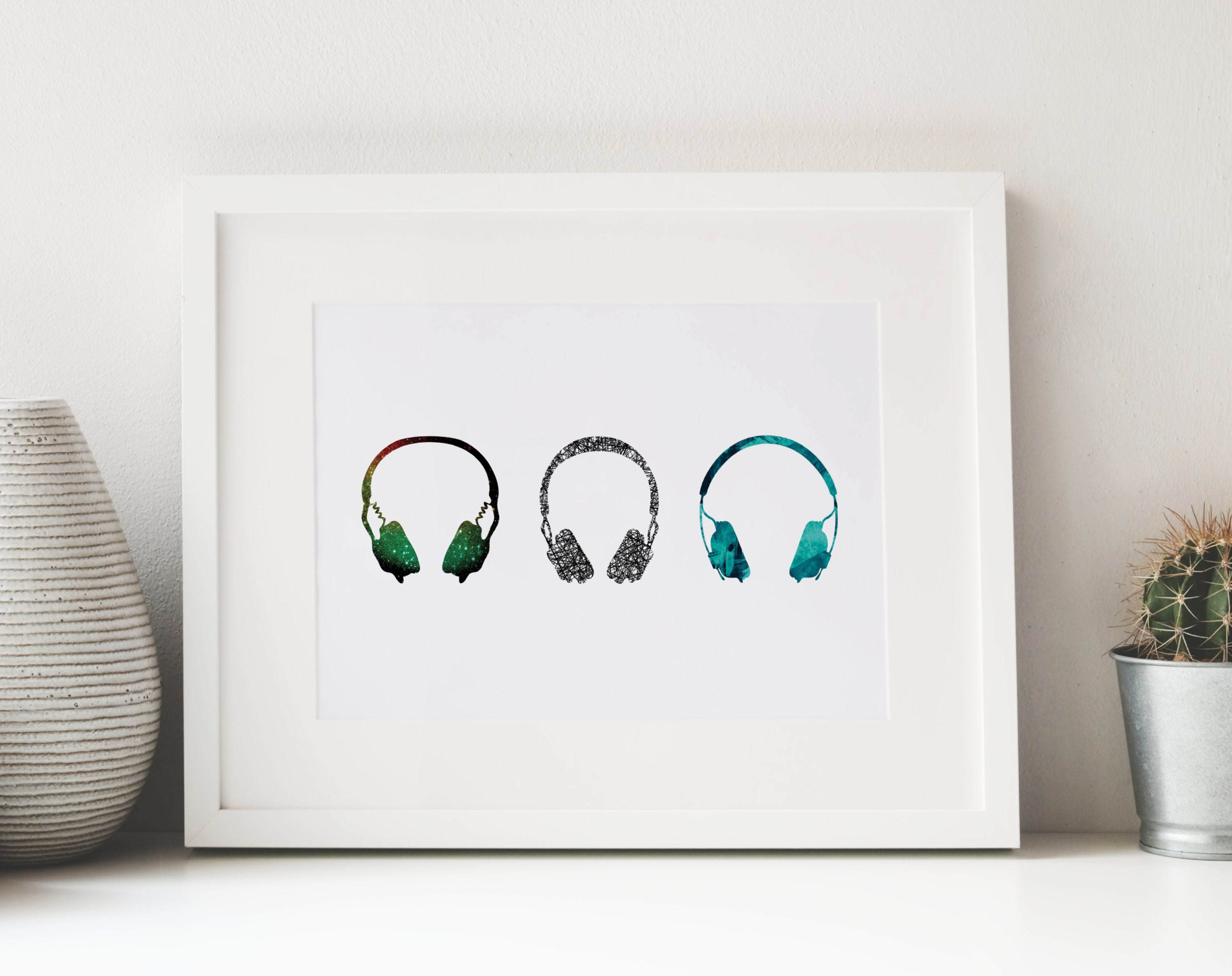 Headphones Printable Wall Art / Instant Download / Home Décor / Music ...