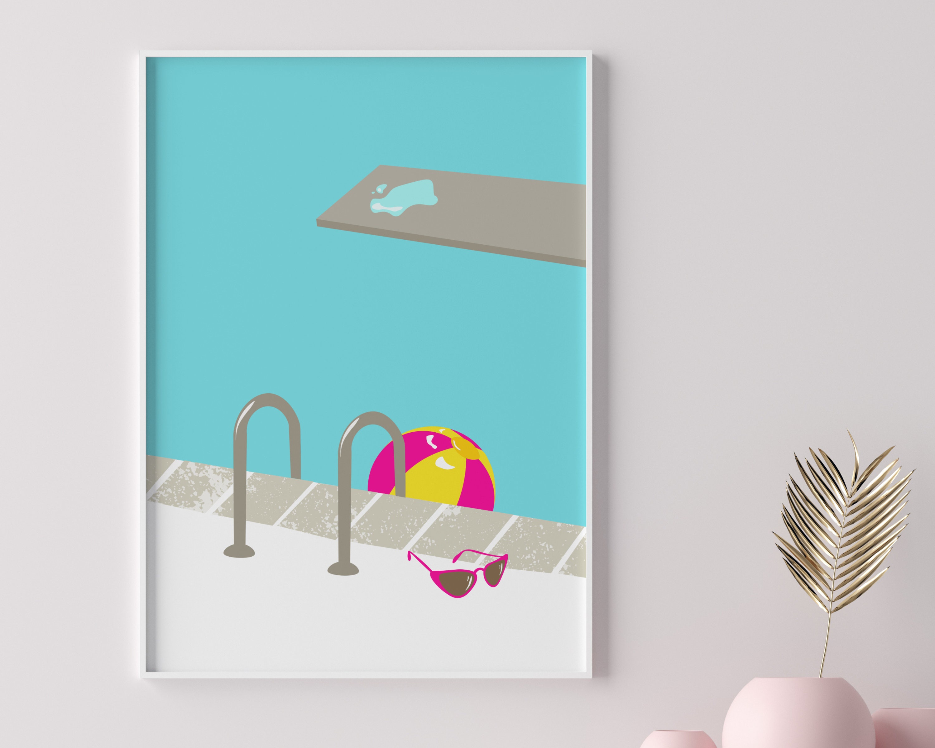 Swimming Pool Printable Wall Art / Pool Illustration / Swimming Pool ...
