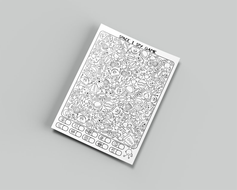 I Spy Game and Colouring Page Space Printable for Children, Instant ...