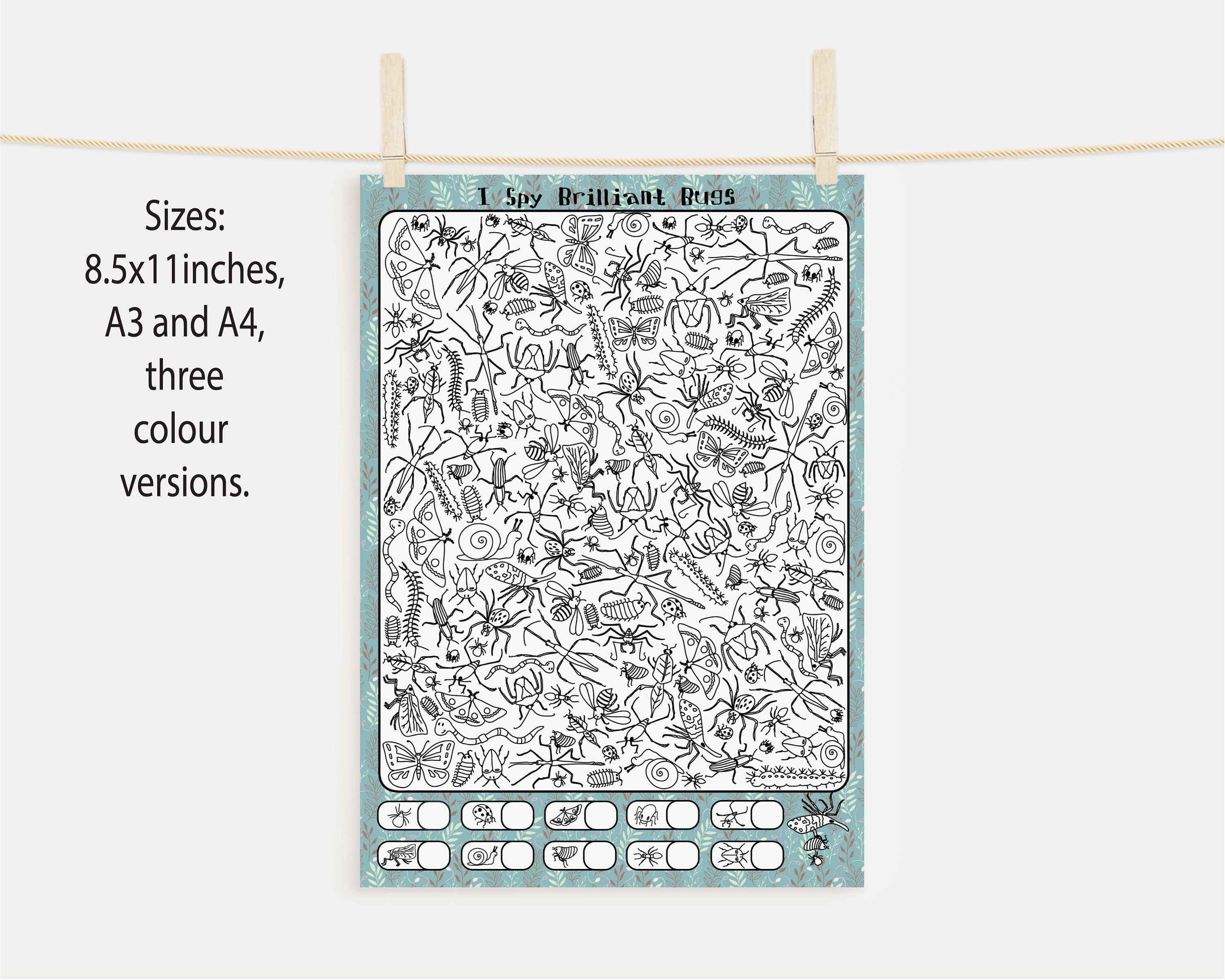 I Spy Bugs and Colouring Kids Activity / Look and Find / Brilliants ...