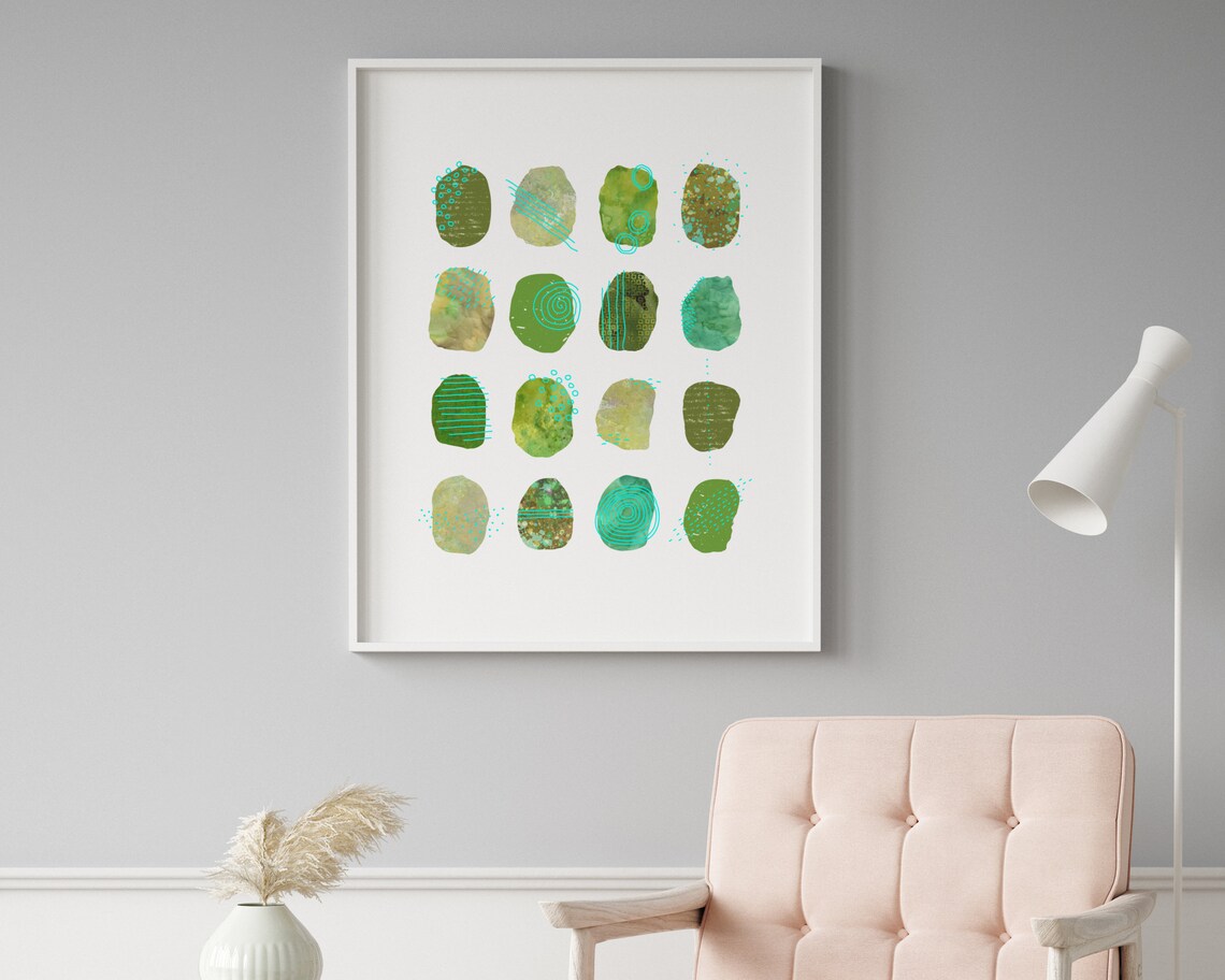Green Blobs Abstract Printable Wall Art, Instant Download - Etsy